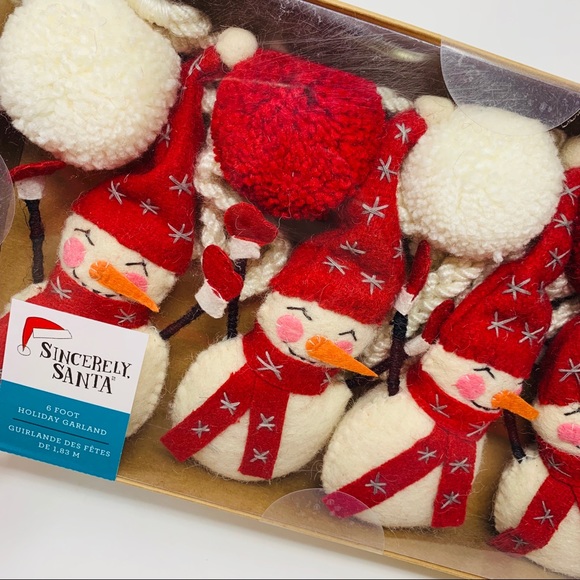 Holiday | Snowman Pom Pom Felt Garland Holiday Decor Red | Poshmark